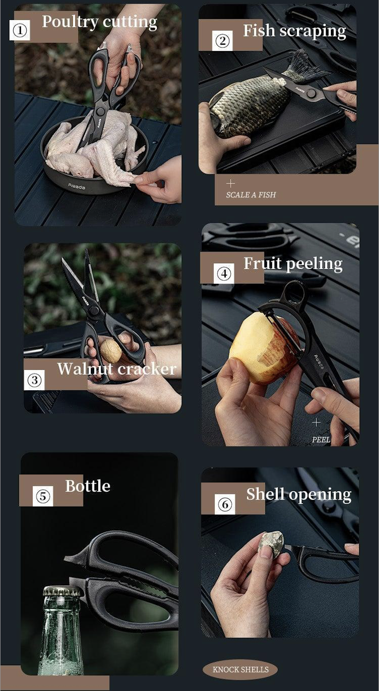 Awada Outdoor Cutting Set Black Tactical Camping Multifunctional ...
