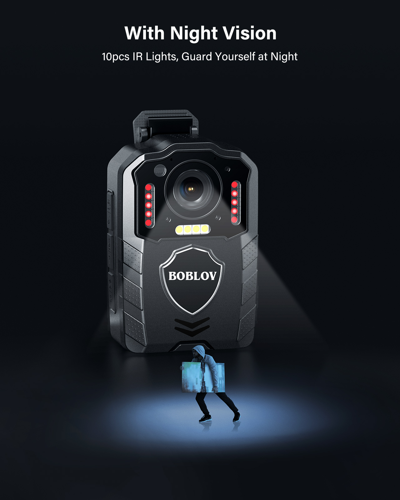 BOBLOV KJ25 Night Vision Body Camera 1080P HD 13Hrs Recording For Law ...