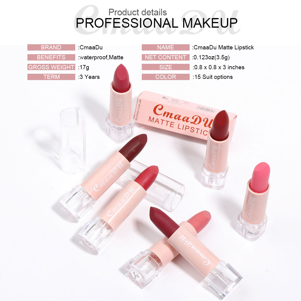 CmaaDu 15-Color Matte Lipstick: Waterproof, Long-Lasting, Non-Fading ...