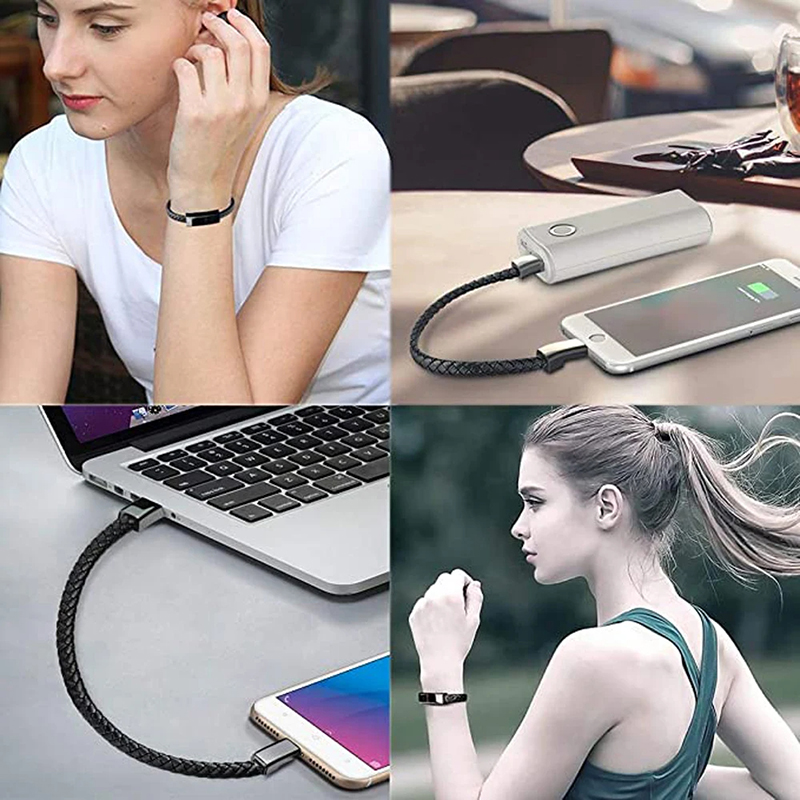 Dual Type C Wristband Bracelet Data Cable Portable Leather Fast ...