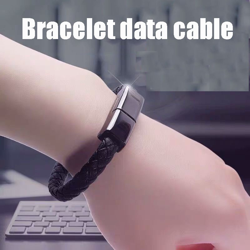 Dual Type C Wristband Bracelet Data Cable Portable Leather Fast ...