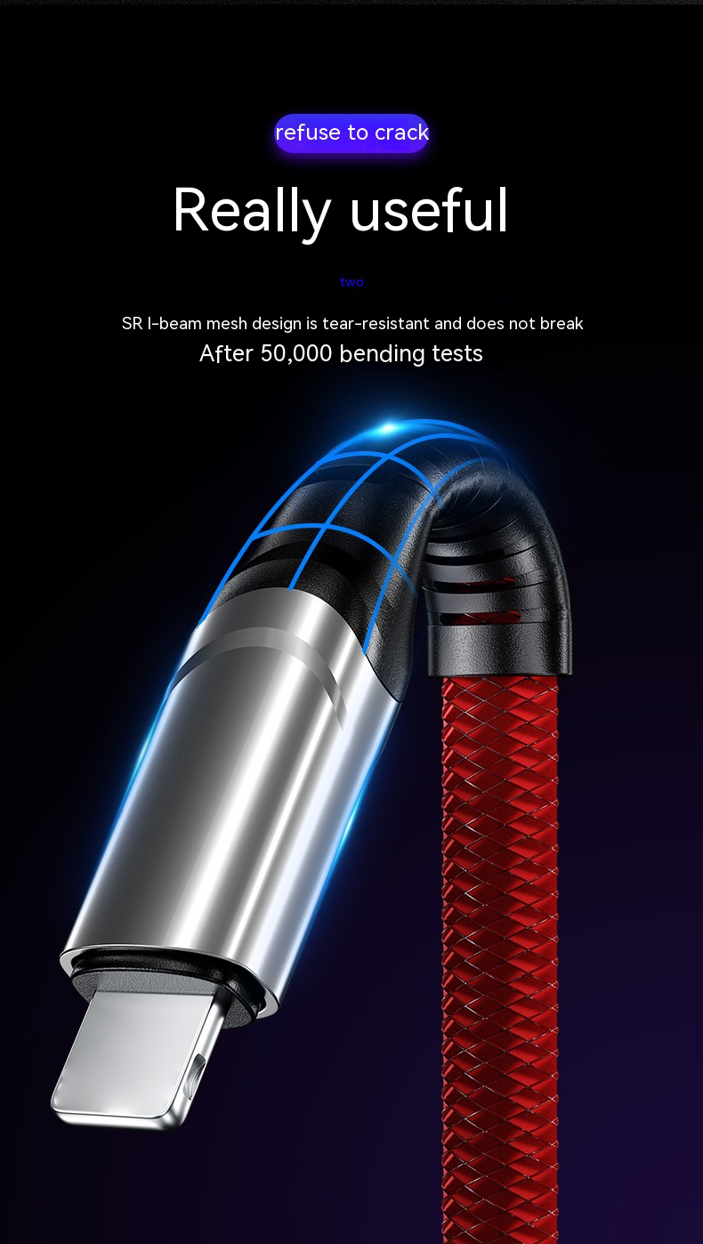 200W Duckbill Super Fast Charge Cable 3 In 1 Zinc Alloy Charger Cord 6A ...