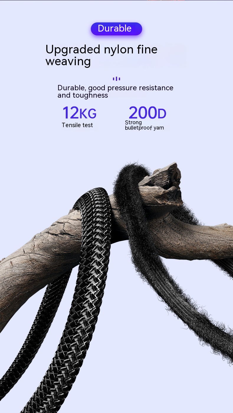 200W Duckbill Super Fast Charge Cable 3 In 1 Zinc Alloy Charger Cord 6A ...