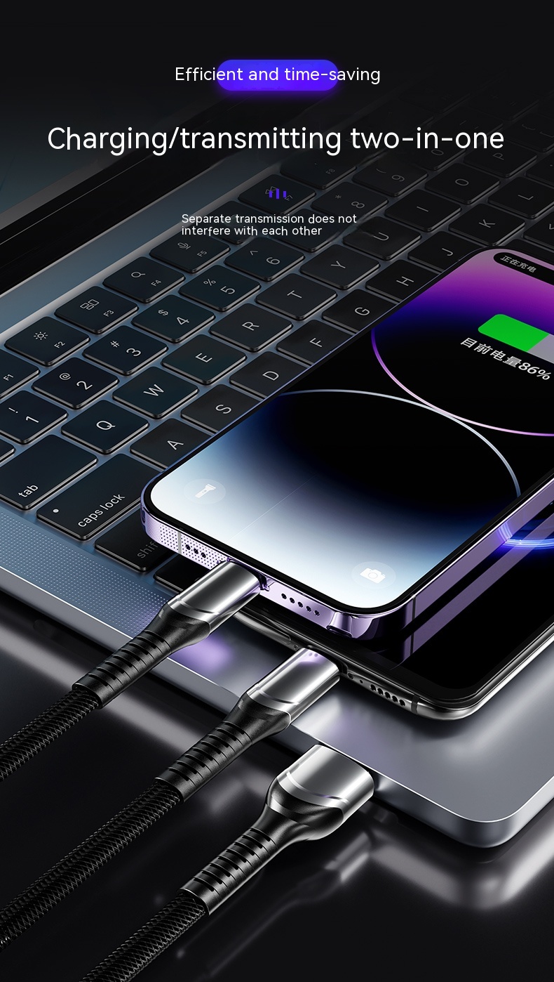 200W Duckbill Super Fast Charge Cable 3 In 1 Zinc Alloy Charger Cord 6A ...