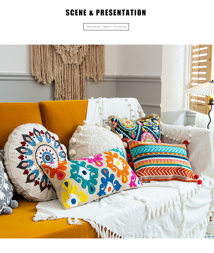 1pc Pillow Bohemian Style Futon/Cushion/Pillow Embroidery Pattern Futon ...