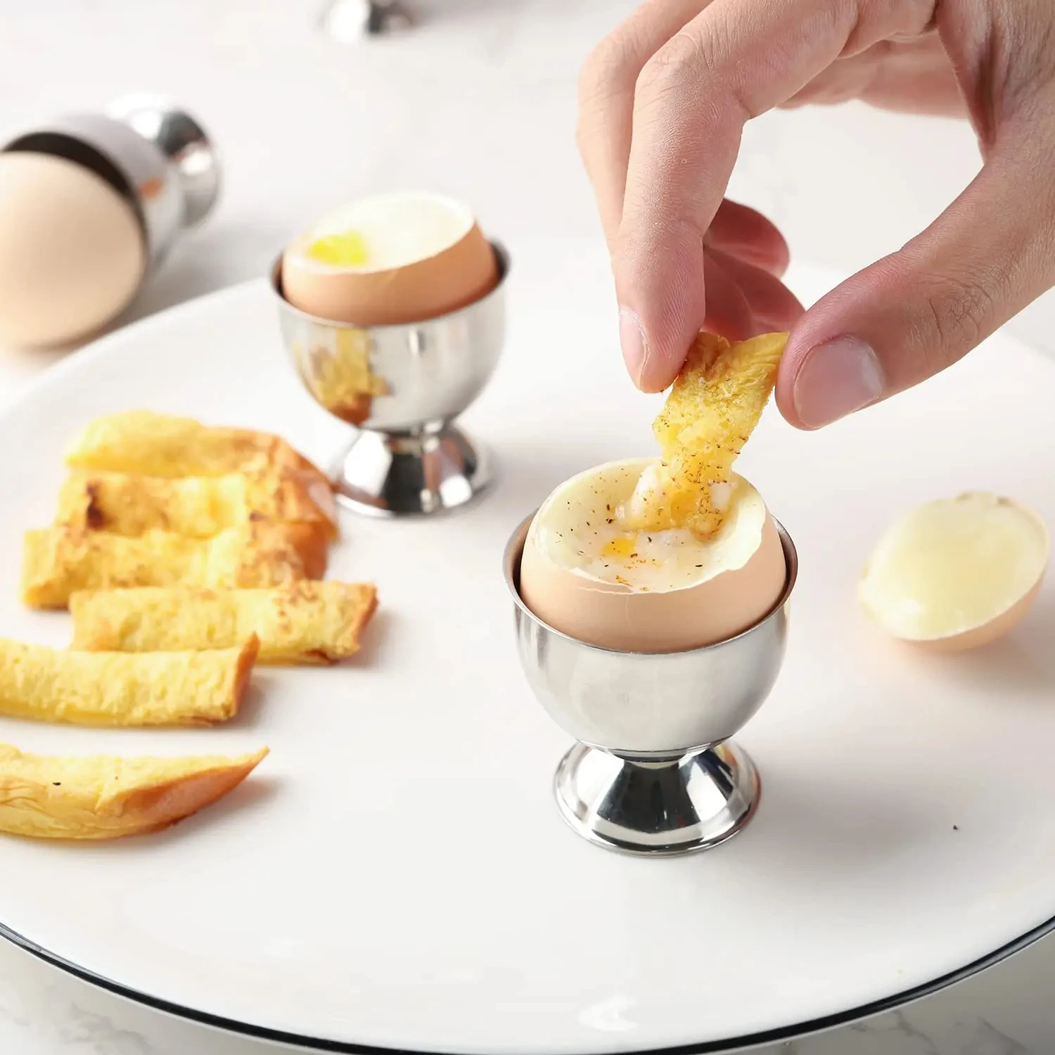4PCS Egg Cup Stainless Steel Egg Holder Easy to Clean Creative ...