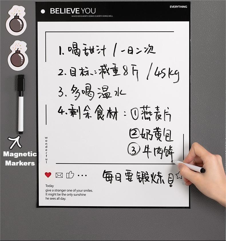 SWEETHOME Magnetic Refrigerator Message Board With Marker Reusable ...