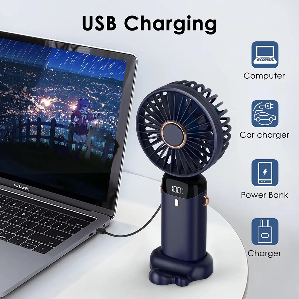 5000mA Portable USB Kipas Mini Fan Adjustable Cooling Fan 5 Speed ...