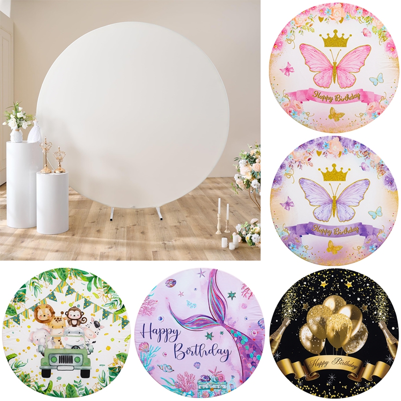 White Round Backdrop Cover for 128cm Circle Stand Wrinkle Free Stretchy ...