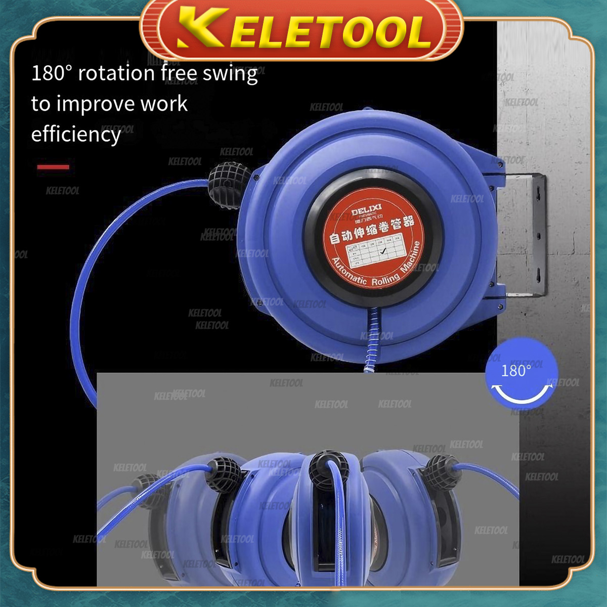 air hose paip air auto gulung 10M / 15M / 20M PU AIR HOSE REEL WITH AIR ...