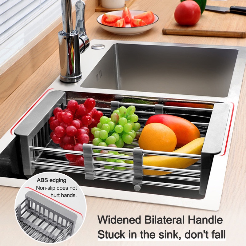 Stainless Steel Kitchen Sink Rack Extendable Dish Drainer Dish Drying ...