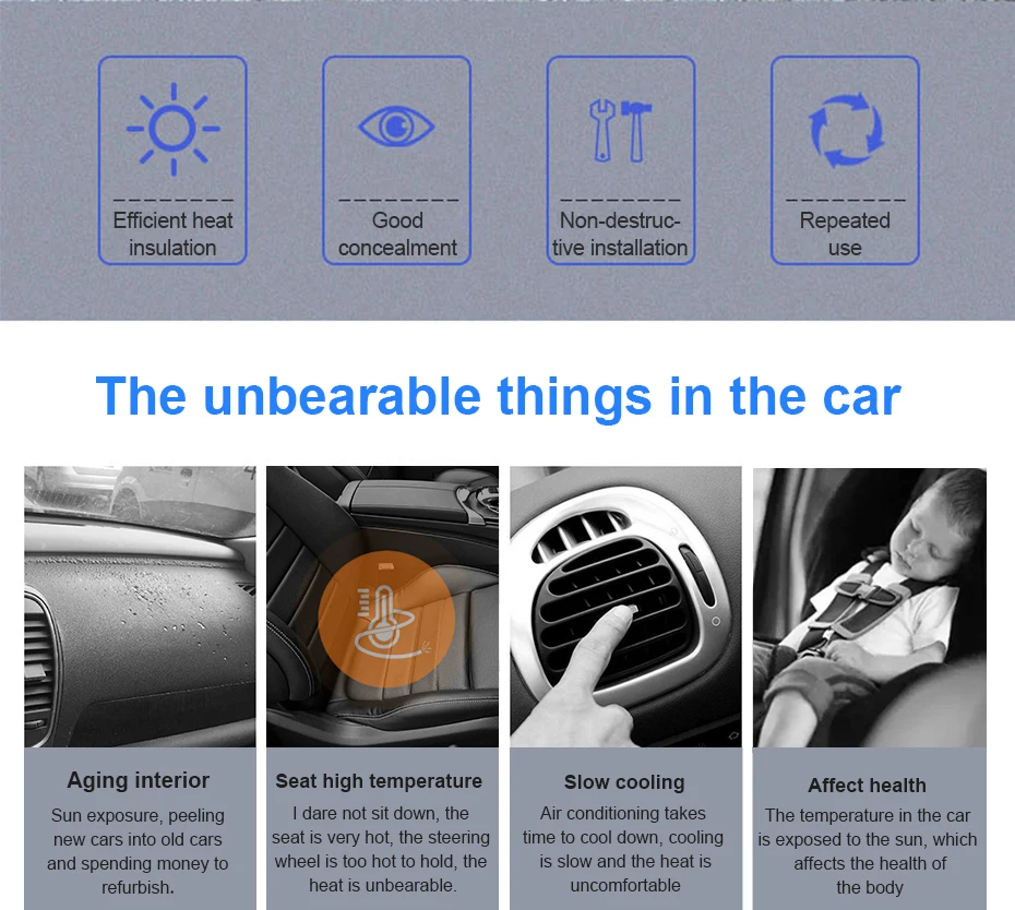 2pcs 42x 38cm DIY Car Sticker Sunshade Sunscreen Window Cover Black PVC ...