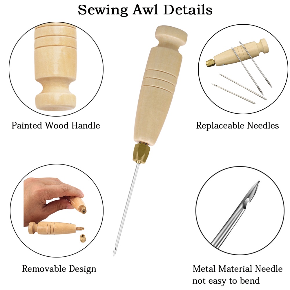 Brand New Leather Sewing Kit DIY Leather Sewing Awl Sharp Needle With ...