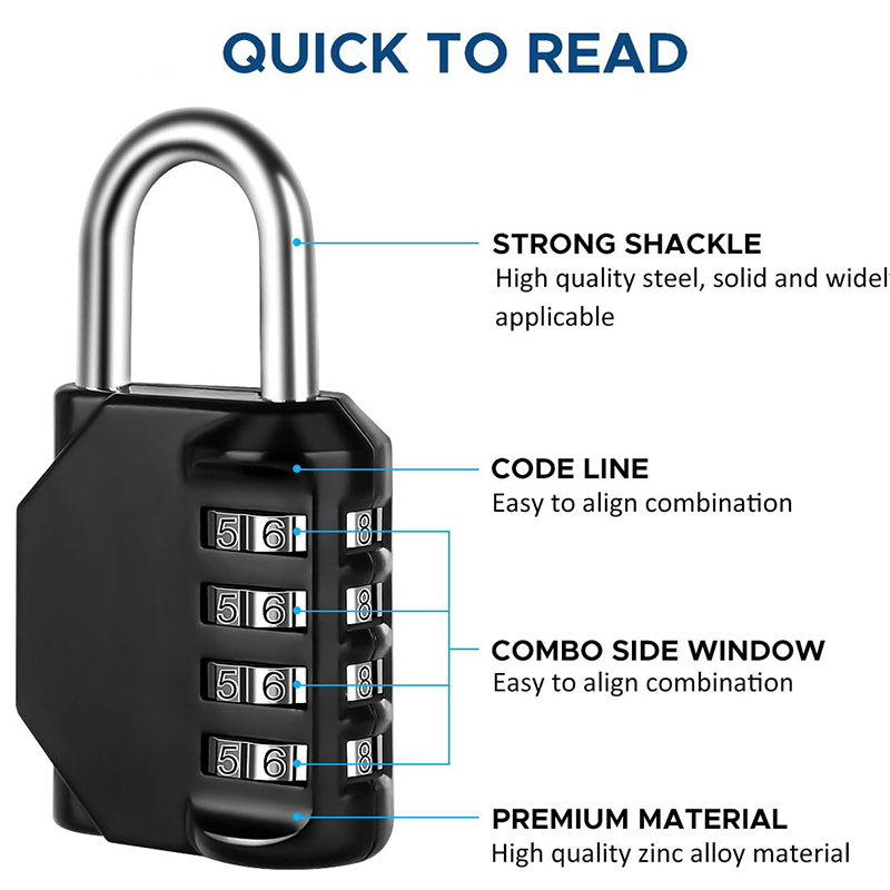 KIPRUN Combination Lock, 4 Digit Padlock, Waterproof Gate Lock for ...
