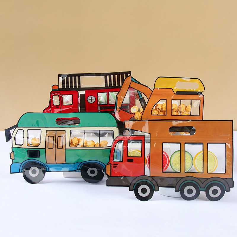10pcs Cartoon Car Shaped Gift Bag Self-Standing Bags Construction Theme ...