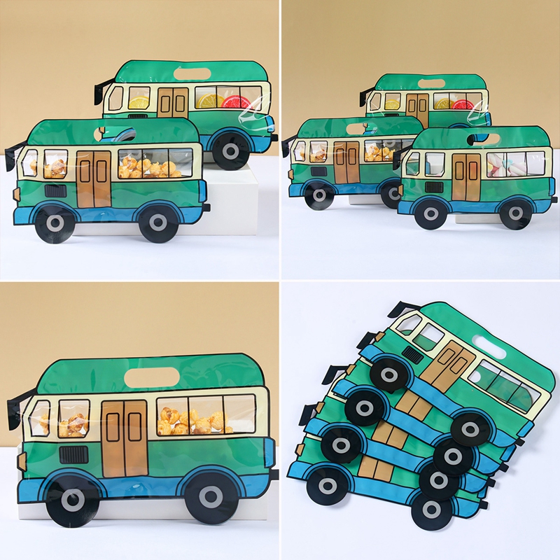 10pcs Cartoon Car Shaped Gift Bag Self-Standing Bags Construction Theme ...