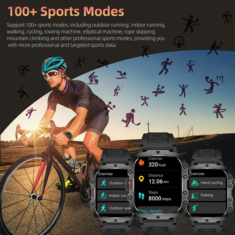 2024 New For Xiaomi Military Smart Watch Men IP68 5ATM Outdoor Sports ...