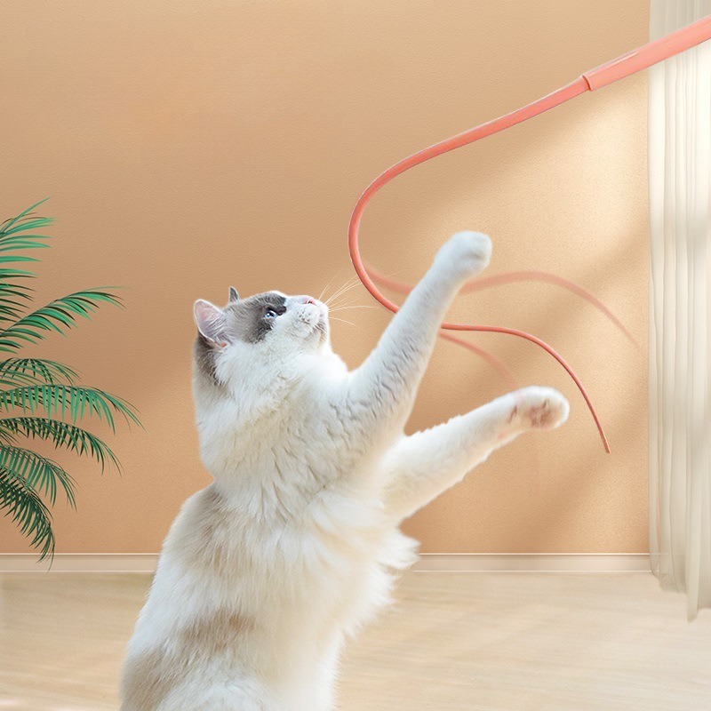 Simulated Mouse Tail Cat Toy Cat Teaser Funny Stick Silicone Long Tail ...