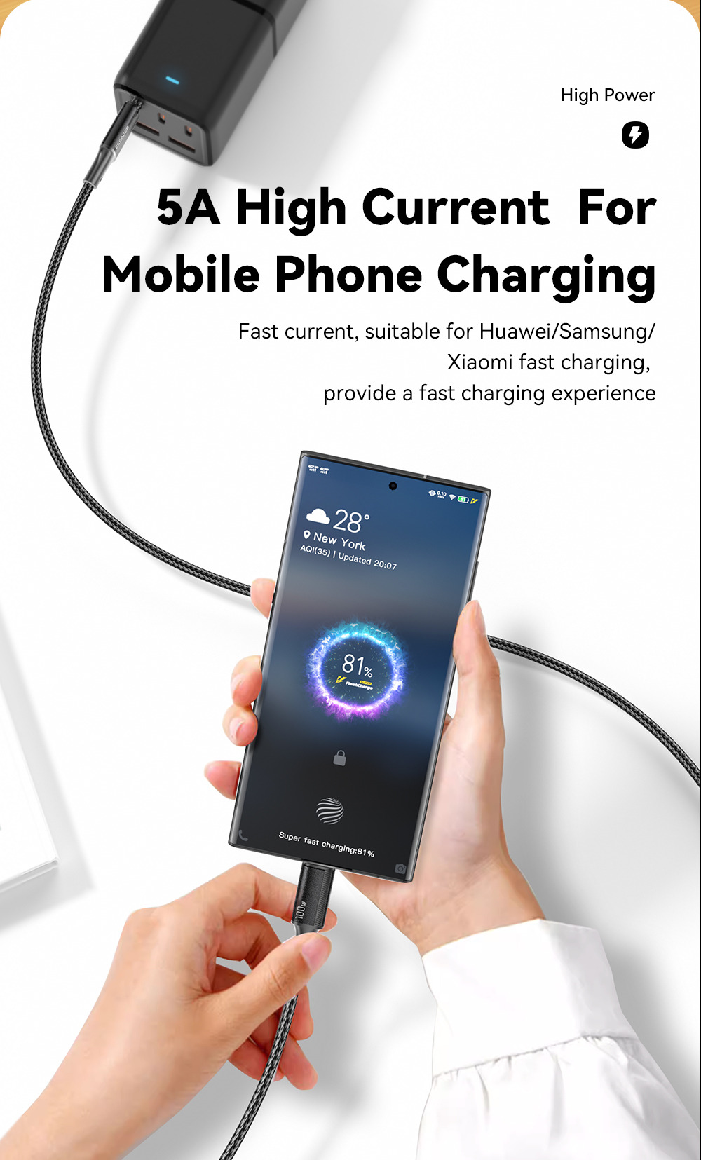 Essager 100W 5A Type C Cable PD USBC Type-C Cord Fast Charging USB2.0 ...