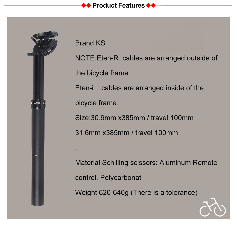 KS Eten-i/Eten-R with remote control Mountain dropper seat post 30.9/31 ...