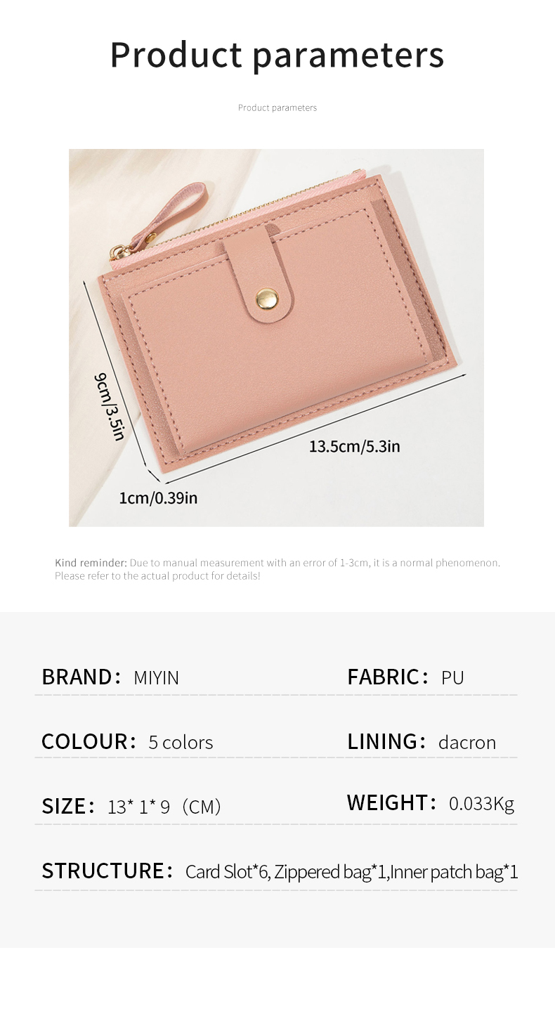 MIYIN Slim Wallet Mini Buckle Closure RFID Card Holder Zippered Coin ...