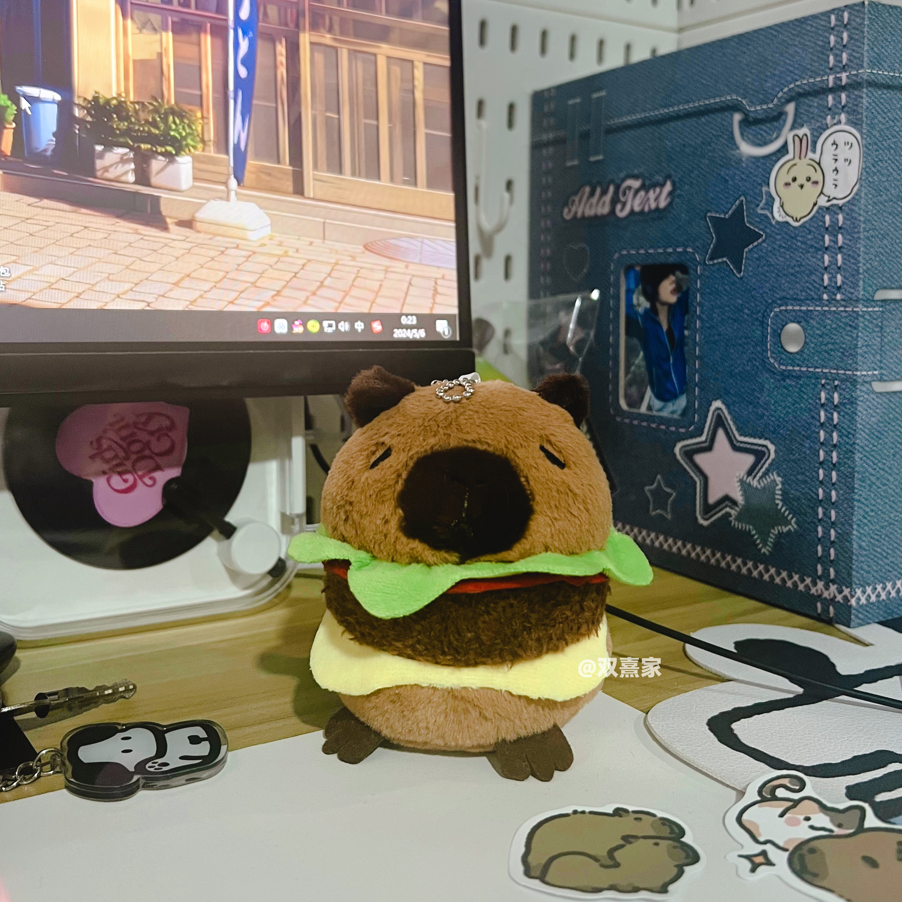Kapibara Burger Cute Capybara Plush Doll Pendant Keychain Pendant Small ...
