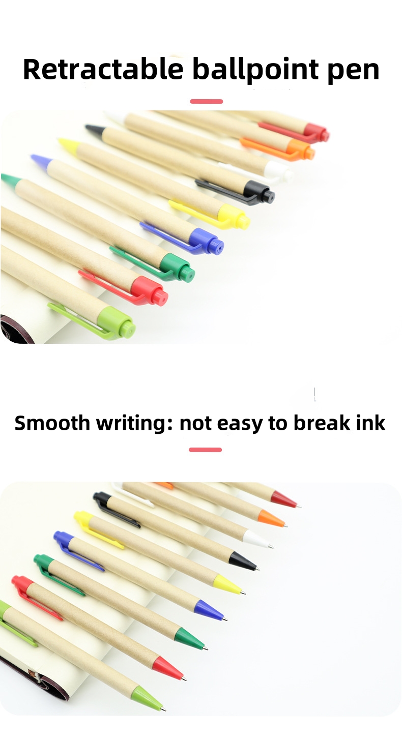 S Eco-friendly Kraft Paper Black/Blue Ink Press Retractable Ballpoint Pen | Shopee Malaysia