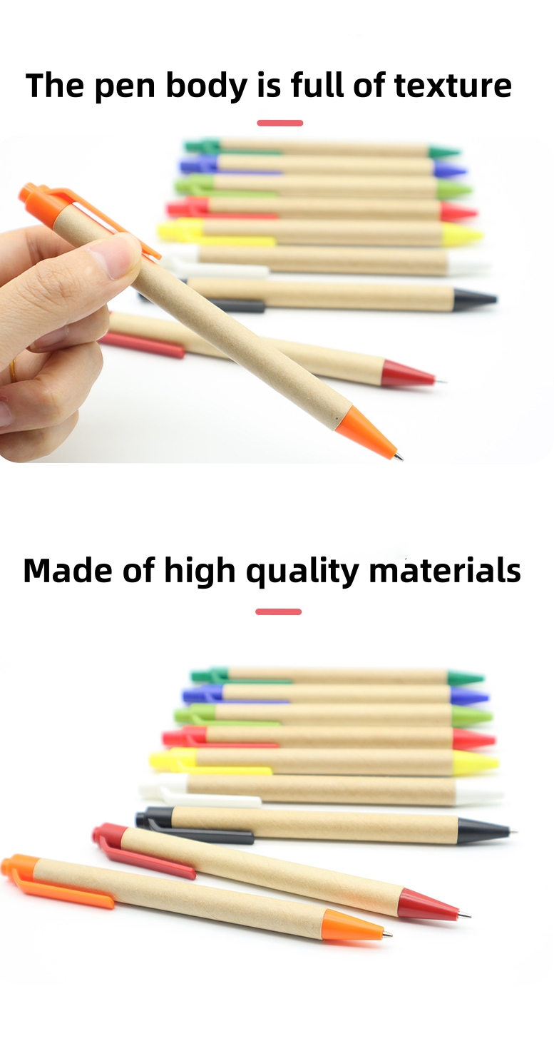 S Eco-friendly Kraft Paper Black/Blue Ink Press Retractable Ballpoint Pen | Shopee Malaysia