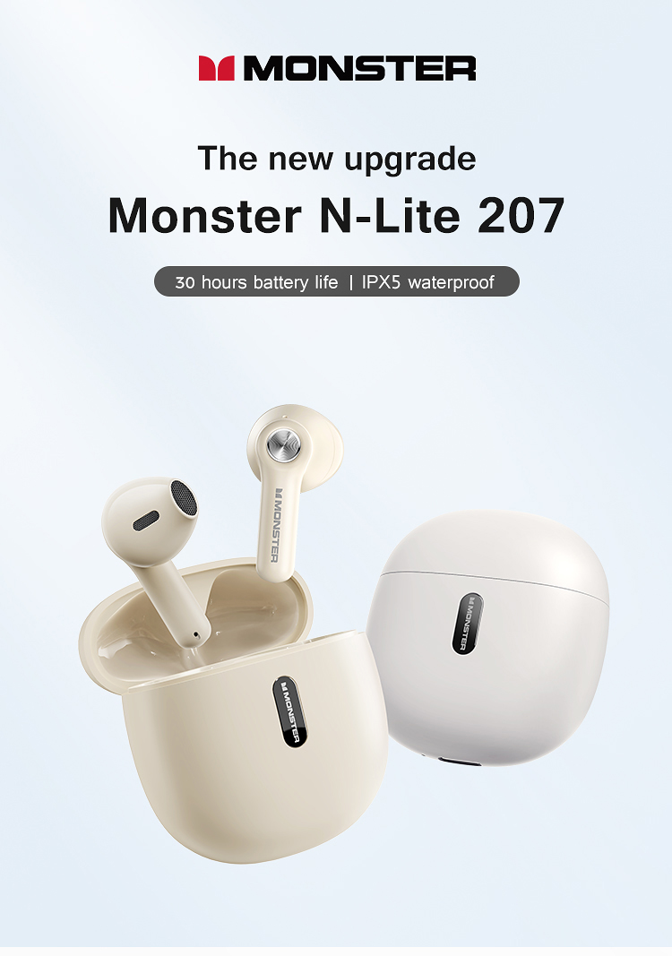 Monster N-Lite 207 TWS Wireless Earphone Bluetooth 5.4 HiFi Stereo ...