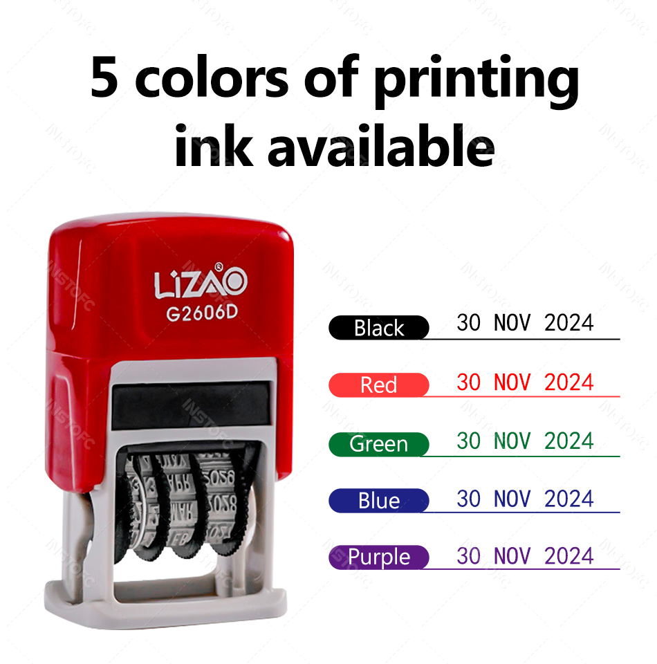 Date Stamp In English for Planner Bussiness Adjustable Rubber Stamp Ink ...