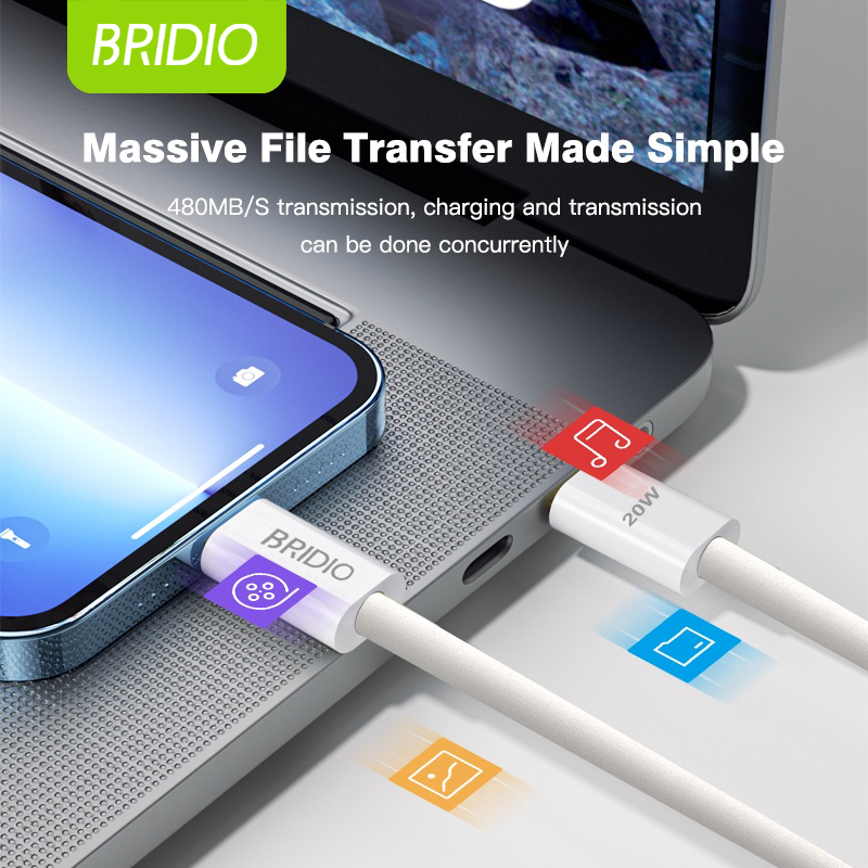 BRIDIO PD 20W USB-C Fast Charging Cable Compatible For iPh 13 12 11 Pro ...