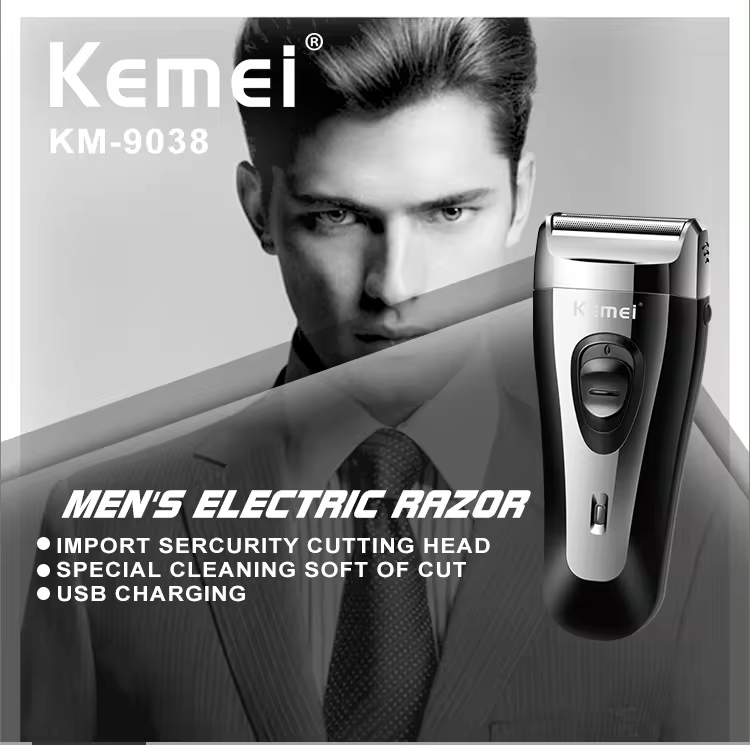 KEMEI KM-9038 Reciprocating Cordless Razor USB Rechargeable Shaving ...