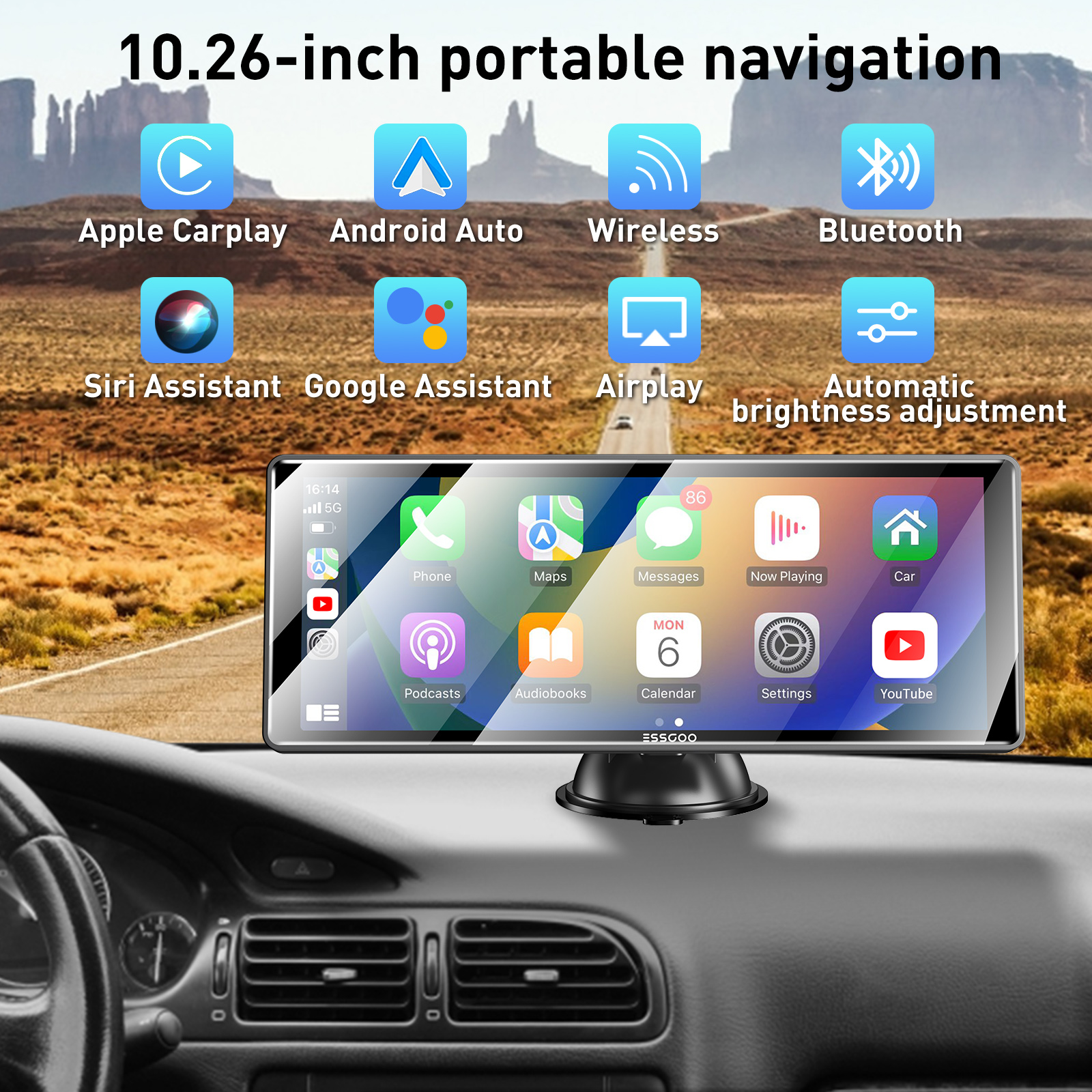Conentool HD 10.26" INCH Portable Car Player Carplay Android Auto ...