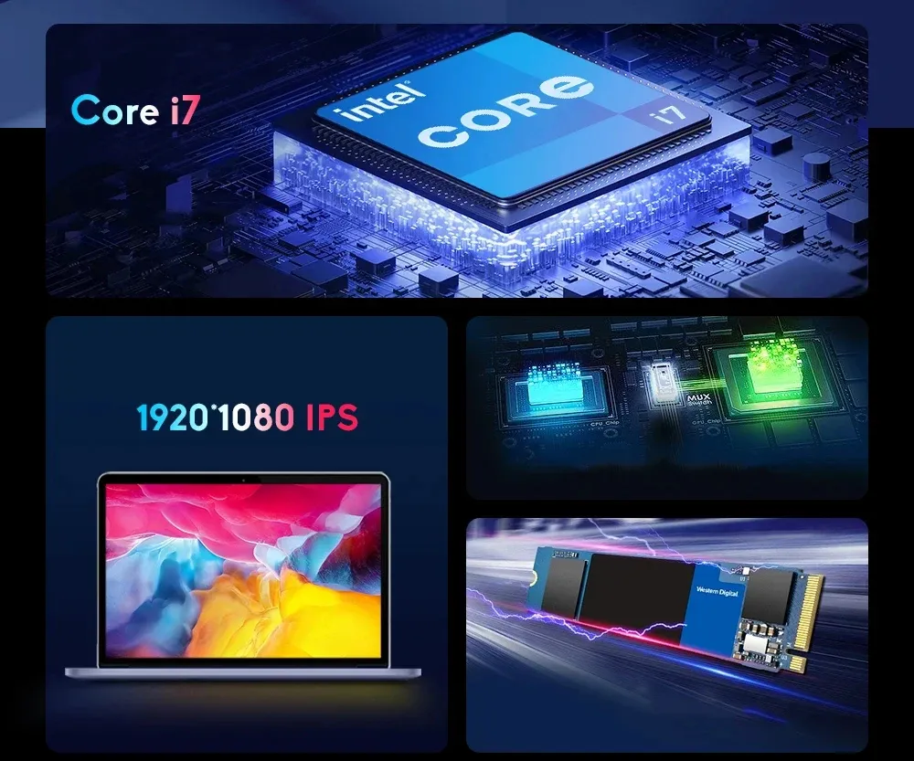 14.1 Inch Windows 11 Laptop Computer Intel Core i7 7500U HD Screen Dual ...