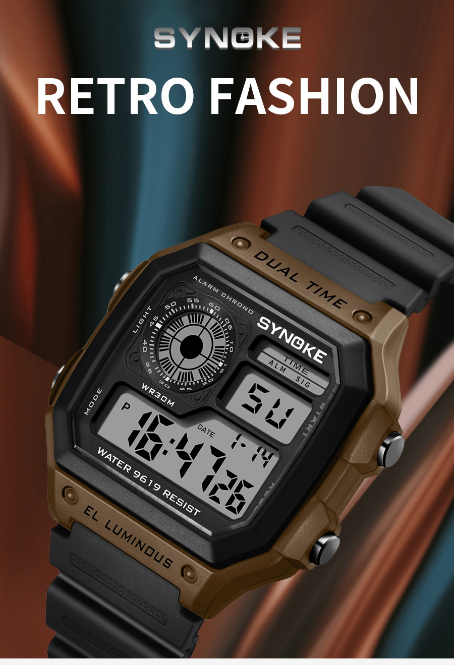 SYNOKE,,。 SYNOKE Jam Tangan Digital Lelaki, Jam Tangan Sukan Tahan Air dengan Ciri Tarikh ...