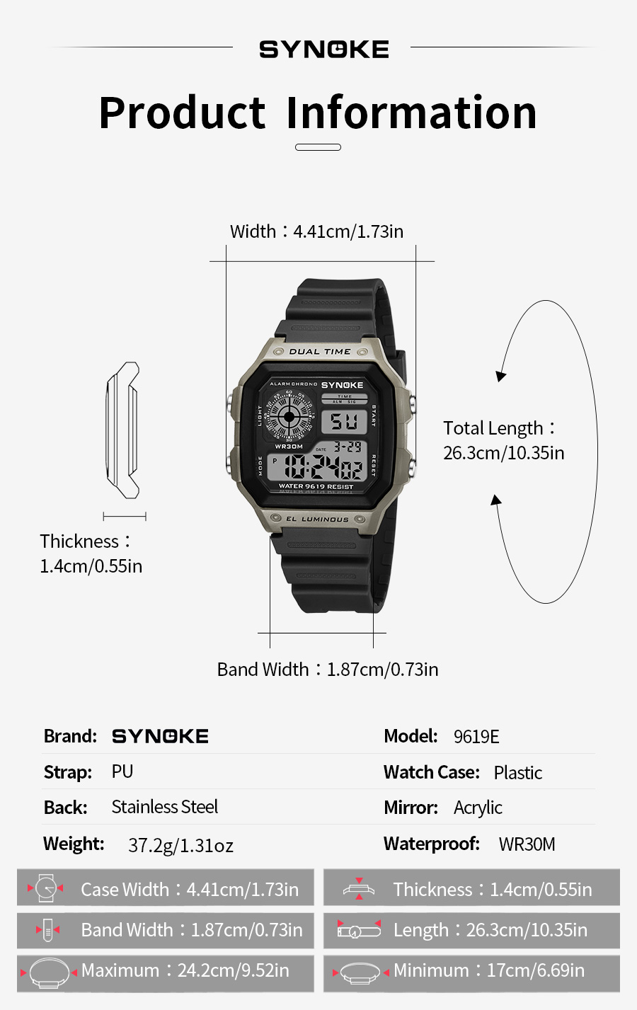 SYNOKE,,。 SYNOKE Jam Tangan Digital Lelaki, Jam Tangan Sukan Tahan Air dengan Ciri Tarikh ...