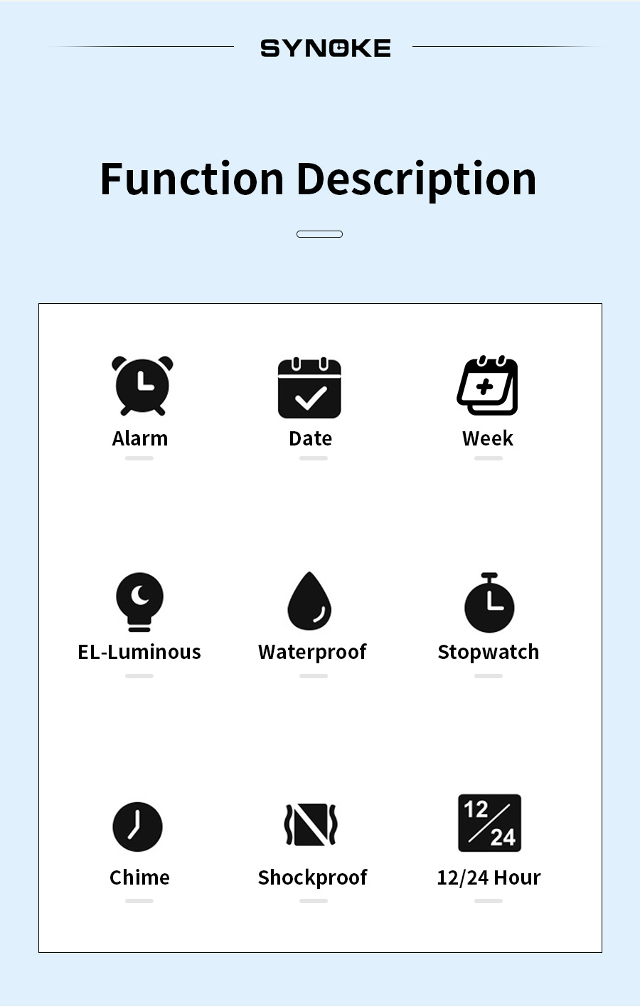 SYNOKE,,。 SYNOKE Jam Tangan Digital Lelaki, Jam Tangan Sukan Tahan Air dengan Ciri Tarikh ...
