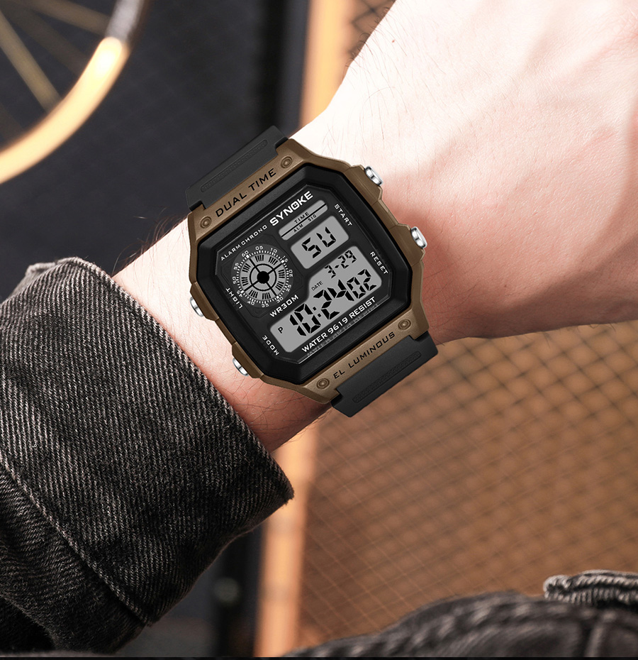 SYNOKE,,。 SYNOKE Jam Tangan Digital Lelaki, Jam Tangan Sukan Tahan Air dengan Ciri Tarikh ...