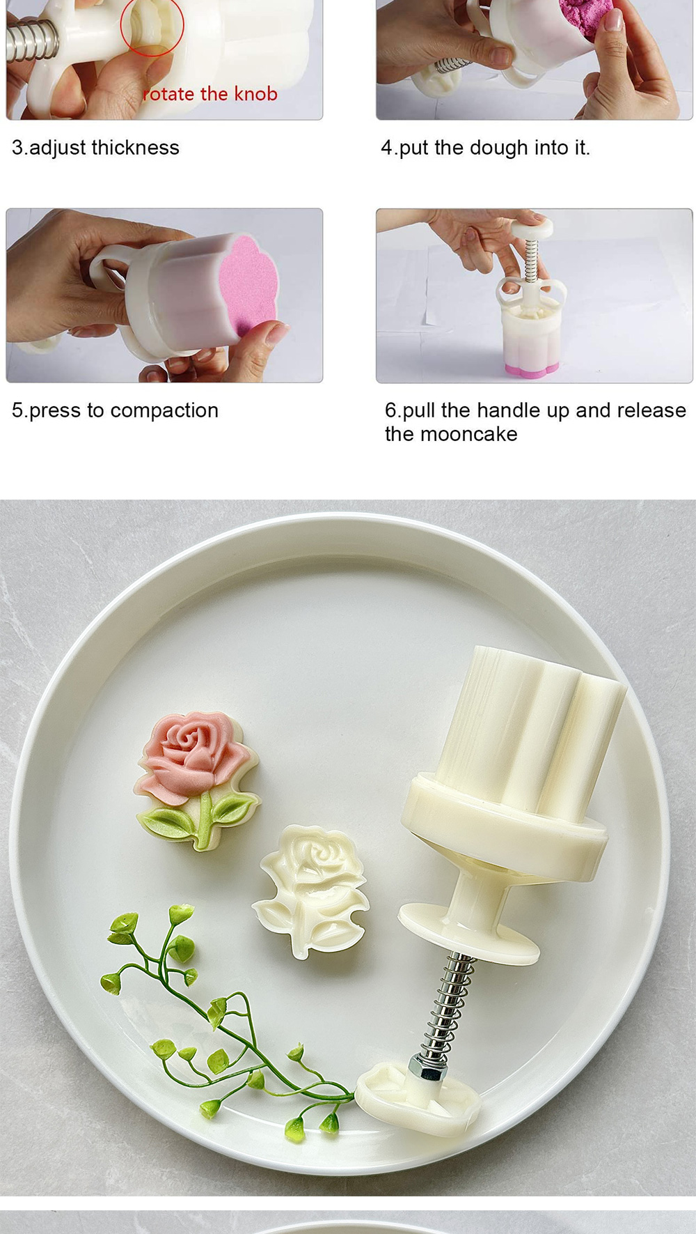 50g Rose Flower Creative Moon Cake Mold Mini Blossom Pattern Mung Bean ...