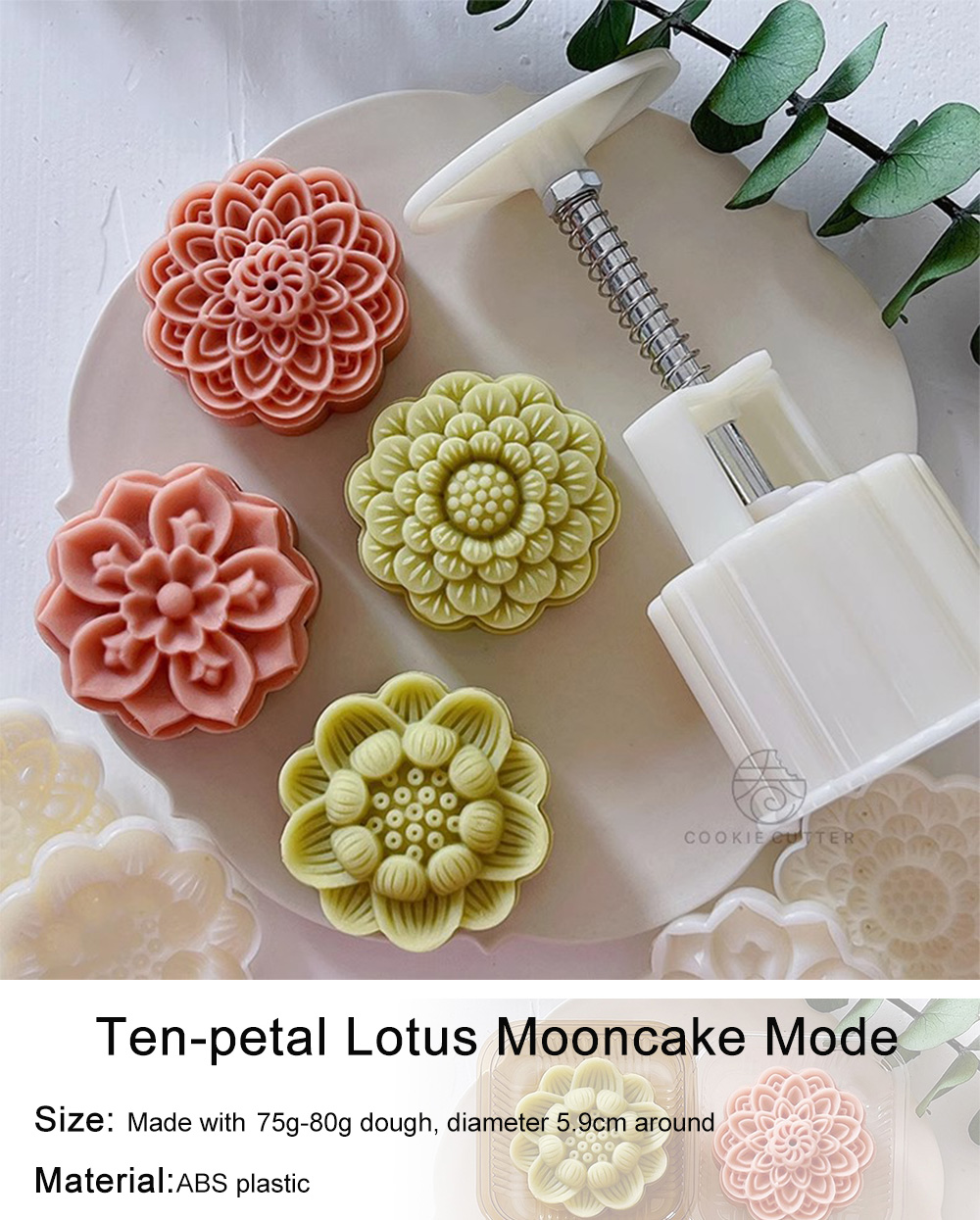 4Pcs/Set 75g Lotus Mooncake Mold Ten-petal Lotus Chinese Tradition Home ...