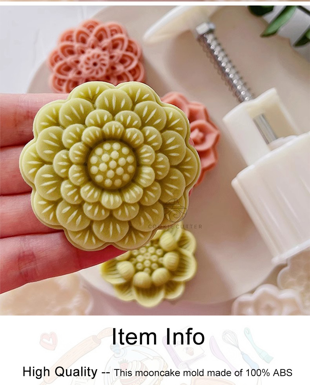 4Pcs/Set 75g Lotus Mooncake Mold Ten-petal Lotus Chinese Tradition Home ...