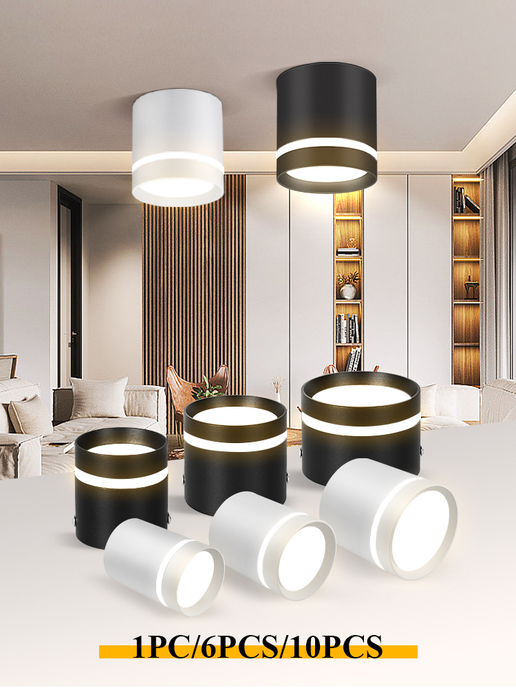3 Colors Surface Downlight Led Spot Celing Light Panel Lights 5/10/15W ...