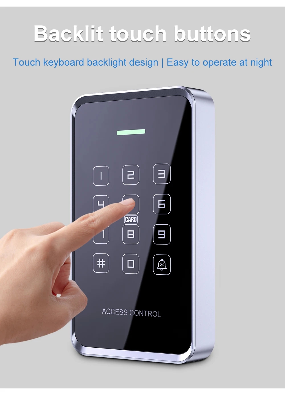 RFID NFC Access Control Keypad 1000Users 125Khz 13.56Mhz Waterproof Backlight Touch Screen Dual ...