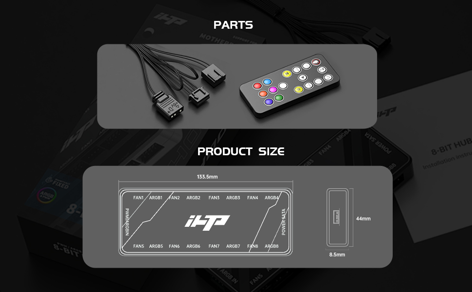 IHTP Smart Hub 5V 3PIN ARGB 4 Pin PWM 8 Ports PC Case CPU Fan ...
