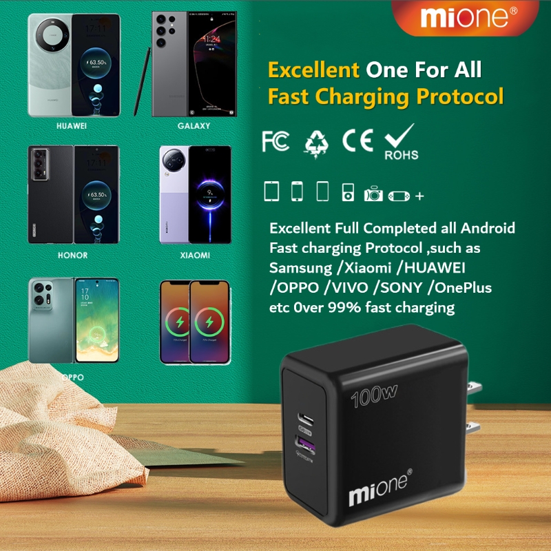 Mione 100W Travel Charger Adapter USB Type C Fast Charging For iPhone ...