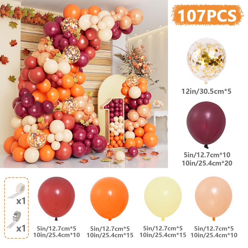 107pcs Wine Red Balloon Confetti Latex Belon Birthday Wedding Birthday ...