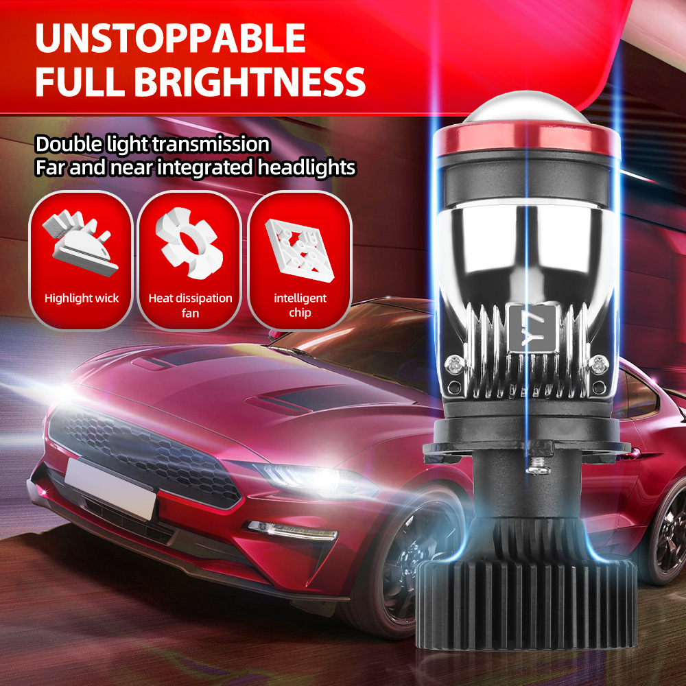 Roadsun 1 Pair Super Bright LED Headlight H4 Canbus Bi LED Mini Lens ...