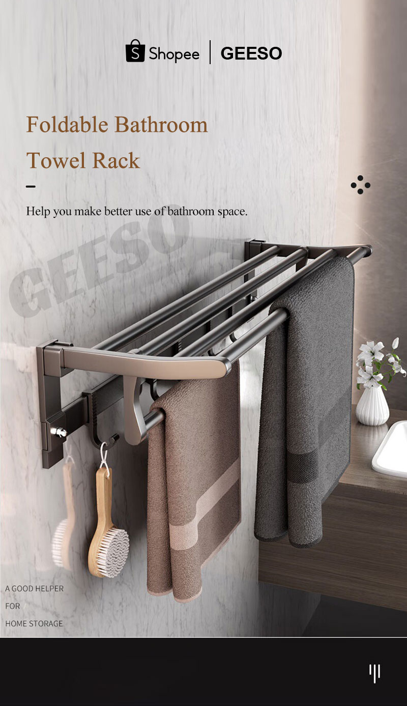 GEESO Bathroom Towel Rack Towel Bar Rak Tuala Mandi Penyangkut Tuala ...