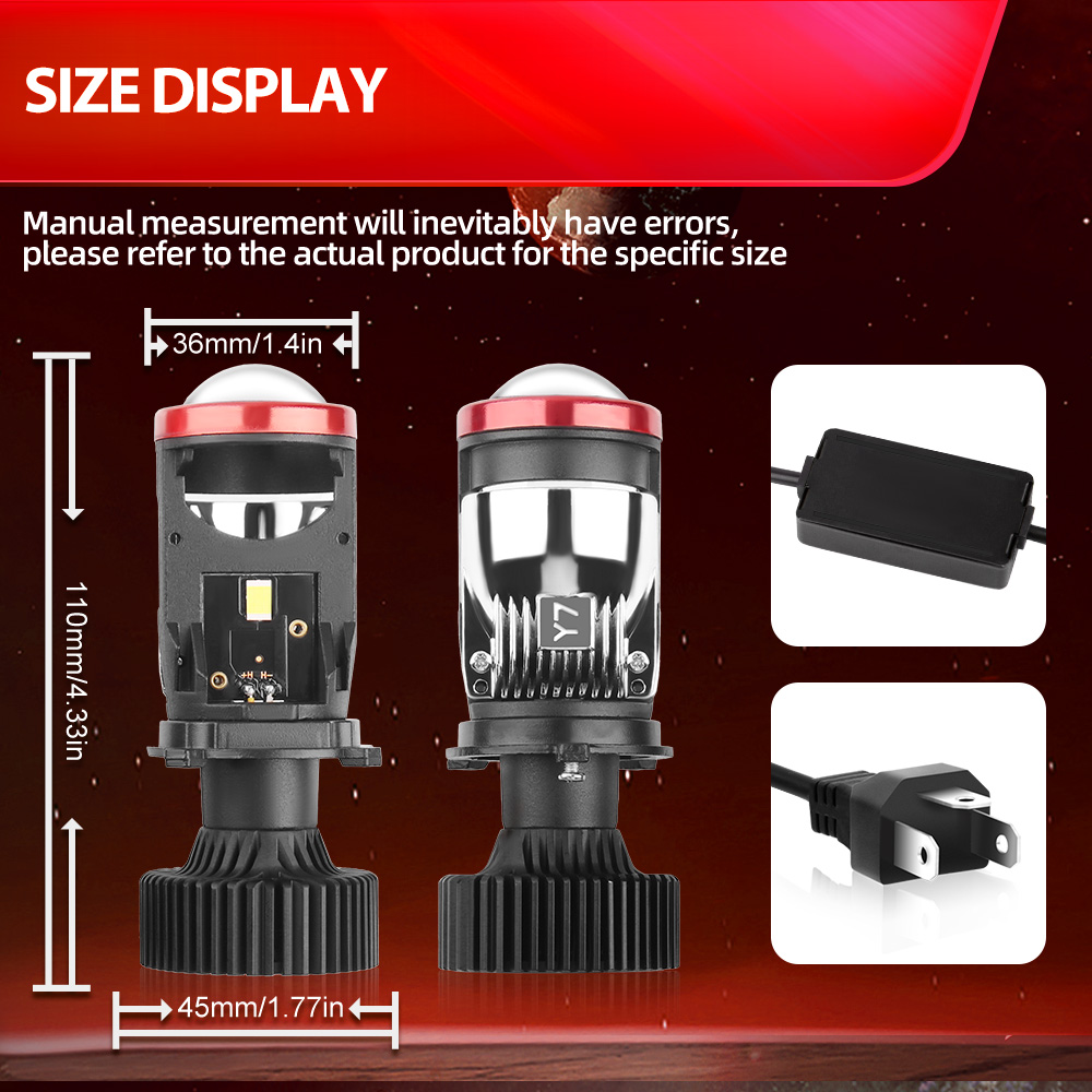 Roadsun 1 Pair Super Bright LED Headlight H4 Canbus Bi LED Mini Lens ...