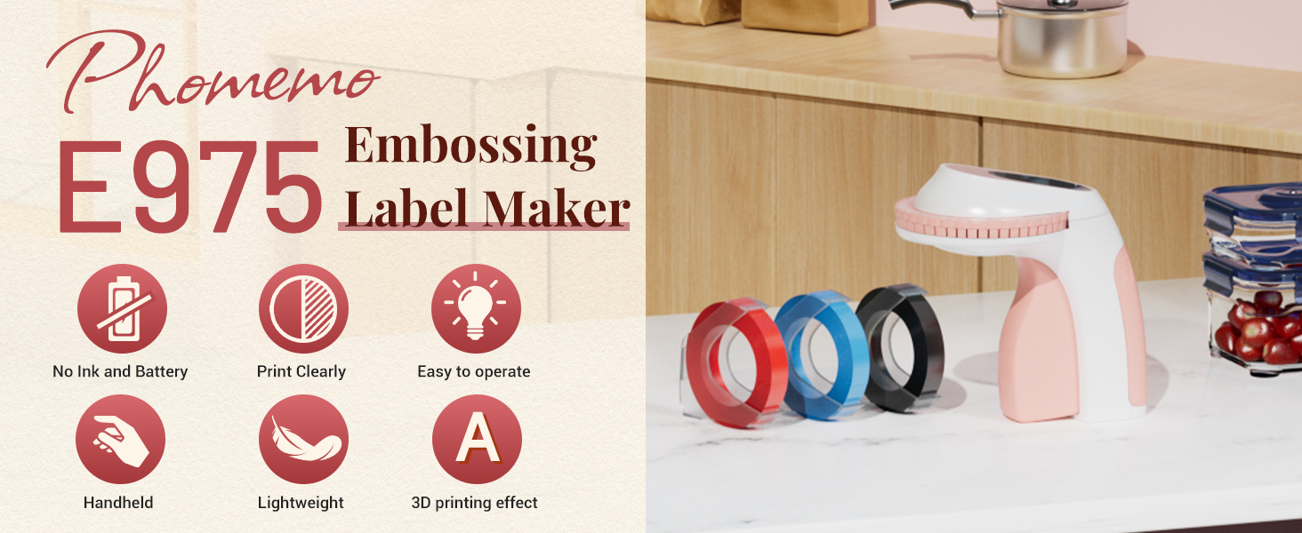 Phomemo Portable Manual 3D Embossing Label Maker E975,Typewriter with ...